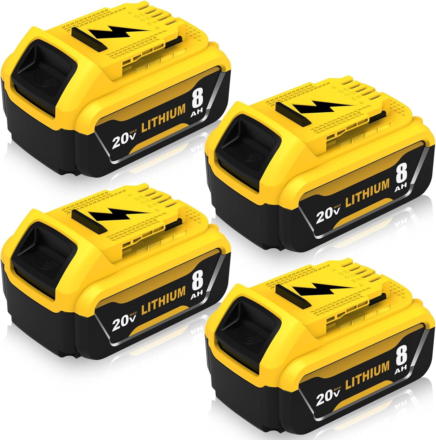 4 Packs 8.0Ah 20 Volt Lithium ion DCB206 Battery Replacement for 20V ...