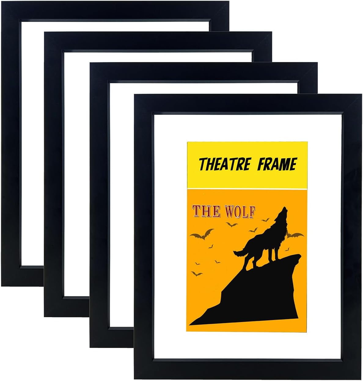 4 Packs, 8.5x11 Theatre Bill Frame with Real Glass, Black Theatre Frame ...