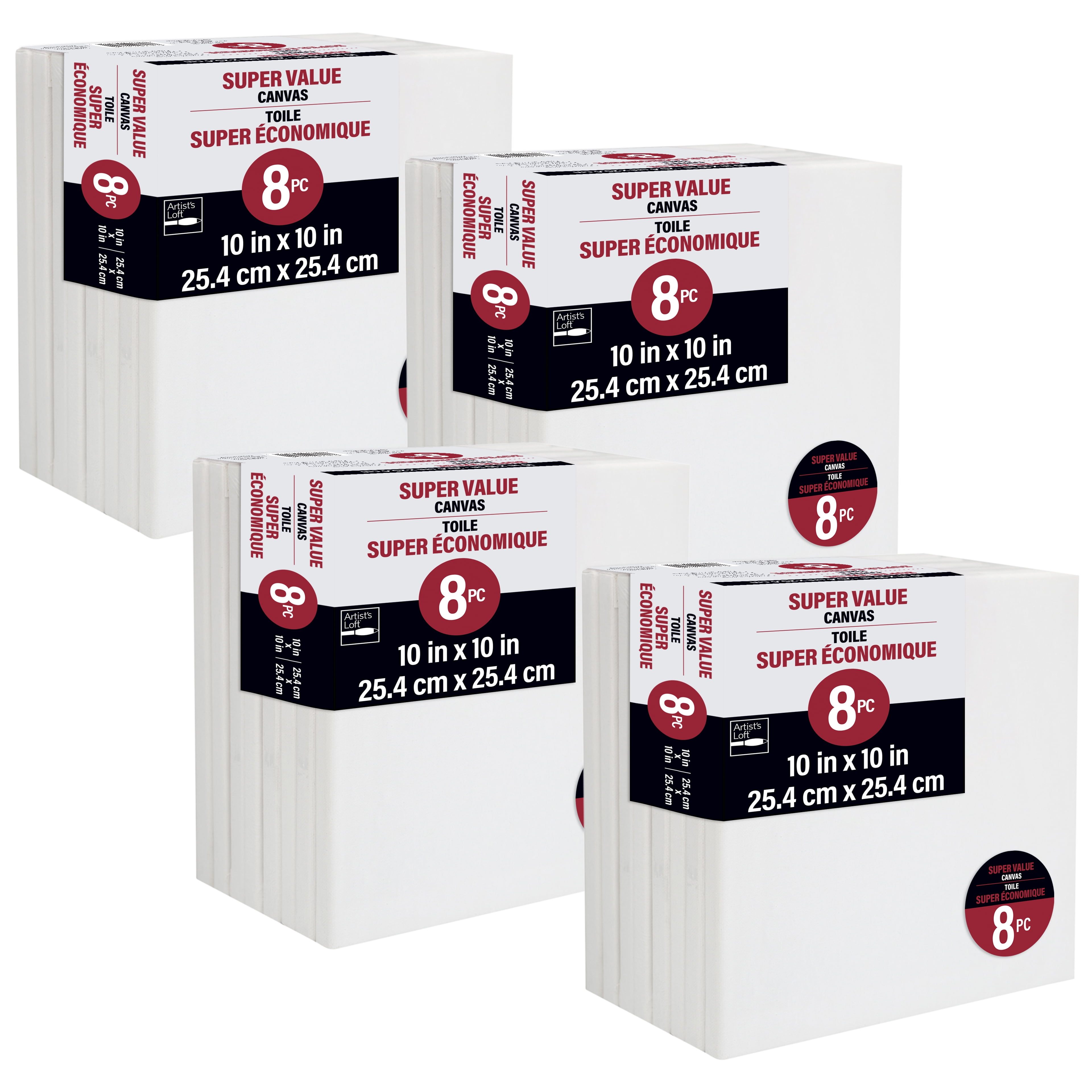 4 Packs: 8 ct. (32 total) 10" x 10" Super Value Canvas by Artist's Loft ...