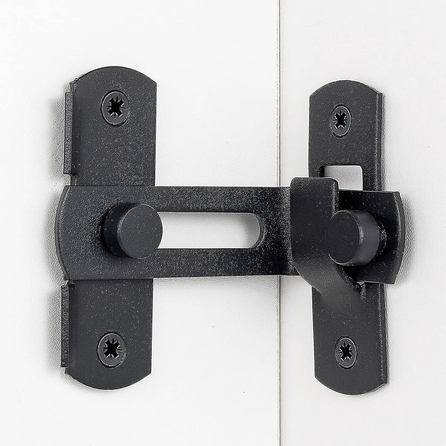4 Packs 90 Degree Flip Barn Door Lock, Matte Black Stainless Steel Barn ...