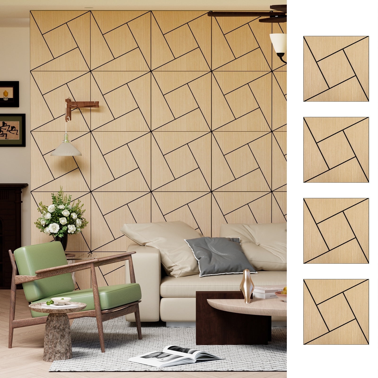 3D Wood Slat Decorative Wall Panels, 4 Pack - Walmart.com
