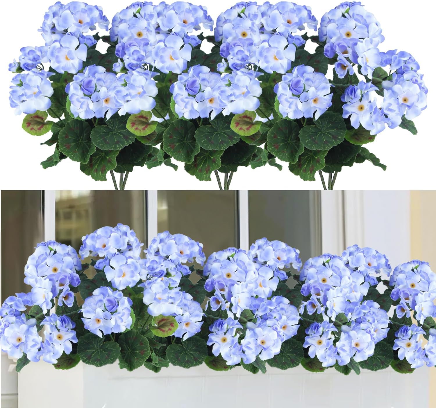 4 Packs Artificial Flowers for Outdoor 14'' Red Geranium Silk Flowers ...