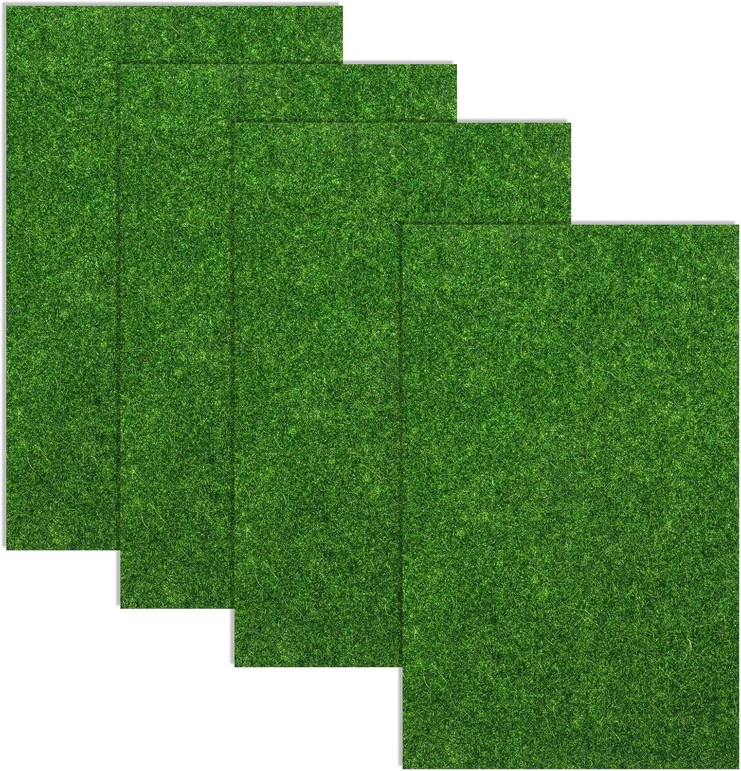 4 Packs Artificial Grass 6 x 10 Inches Fake Grass Decor Miniature Fairy ...