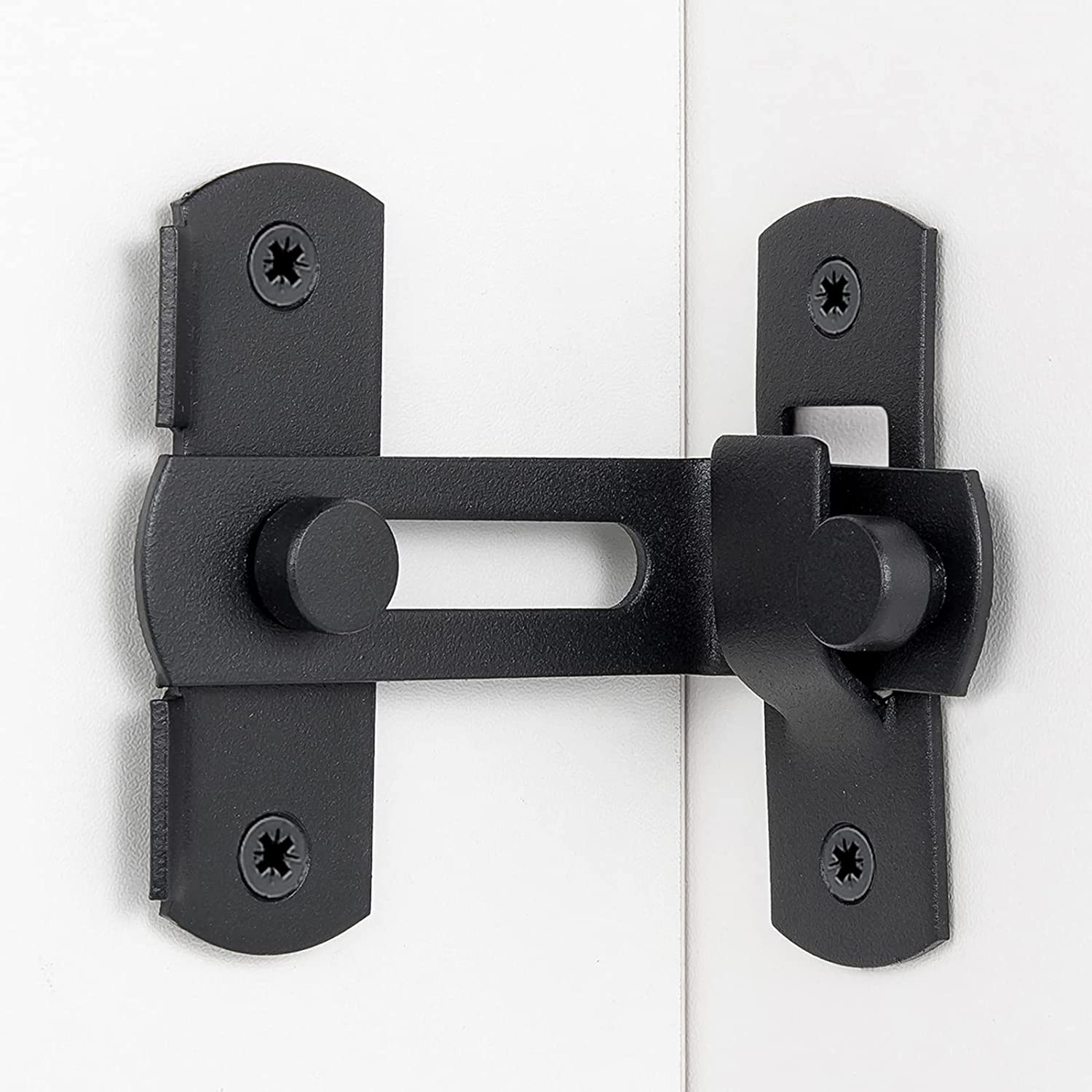 4 Packs Barn Door Latches，3.93” x 2.75” Matte Black Stainless Steel ...
