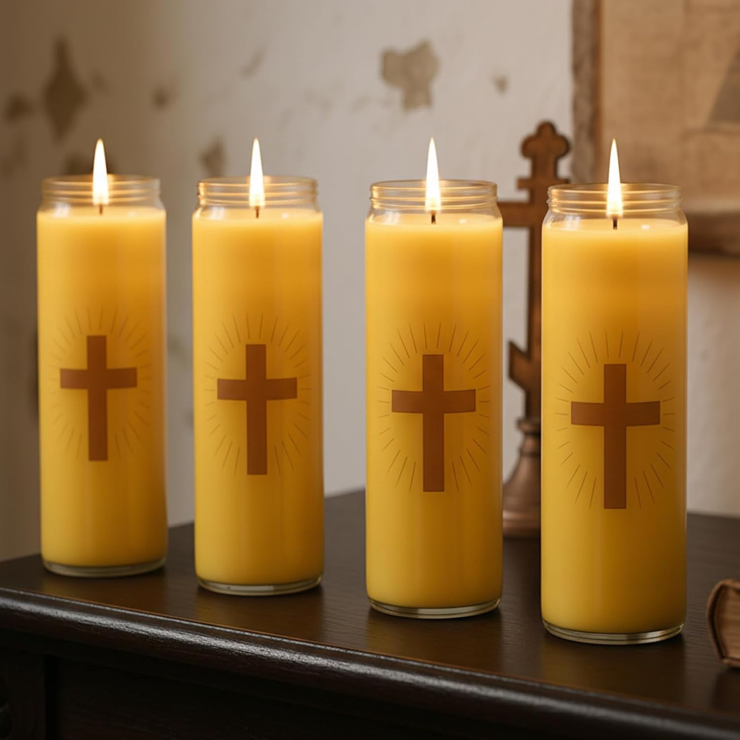 4 Packs Beeswax Prayer Candles, 7 Day Devotional Candles in Glass with ...