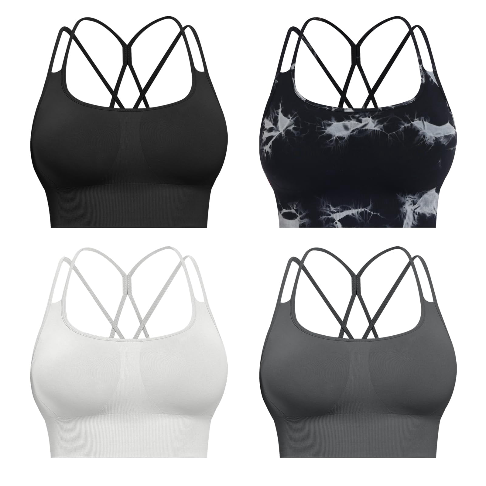 4 Packs - Black, Tie Dye Black, Dark Grey, Light Grey Medium Sports ...