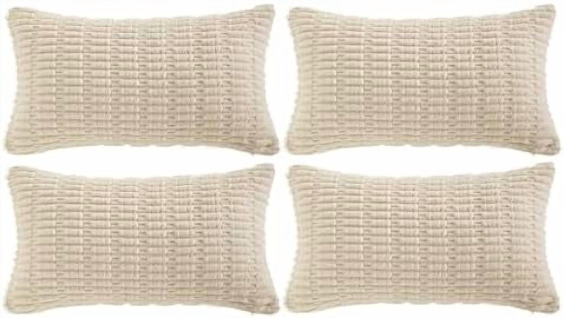 4 Packs Boho Cream Decorative Throw Pillow Covers 12x24 Inch for Living ...