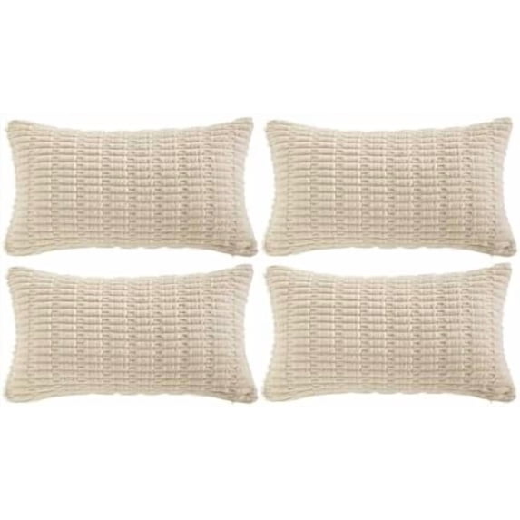 4 Packs Boho Cream Decorative Throw Pillow Covers 12x24 Inch for Living ...