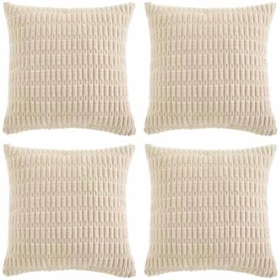 4 Packs Boho Cream Decorative Throw Pillow Covers 14x14 Inch for Living ...