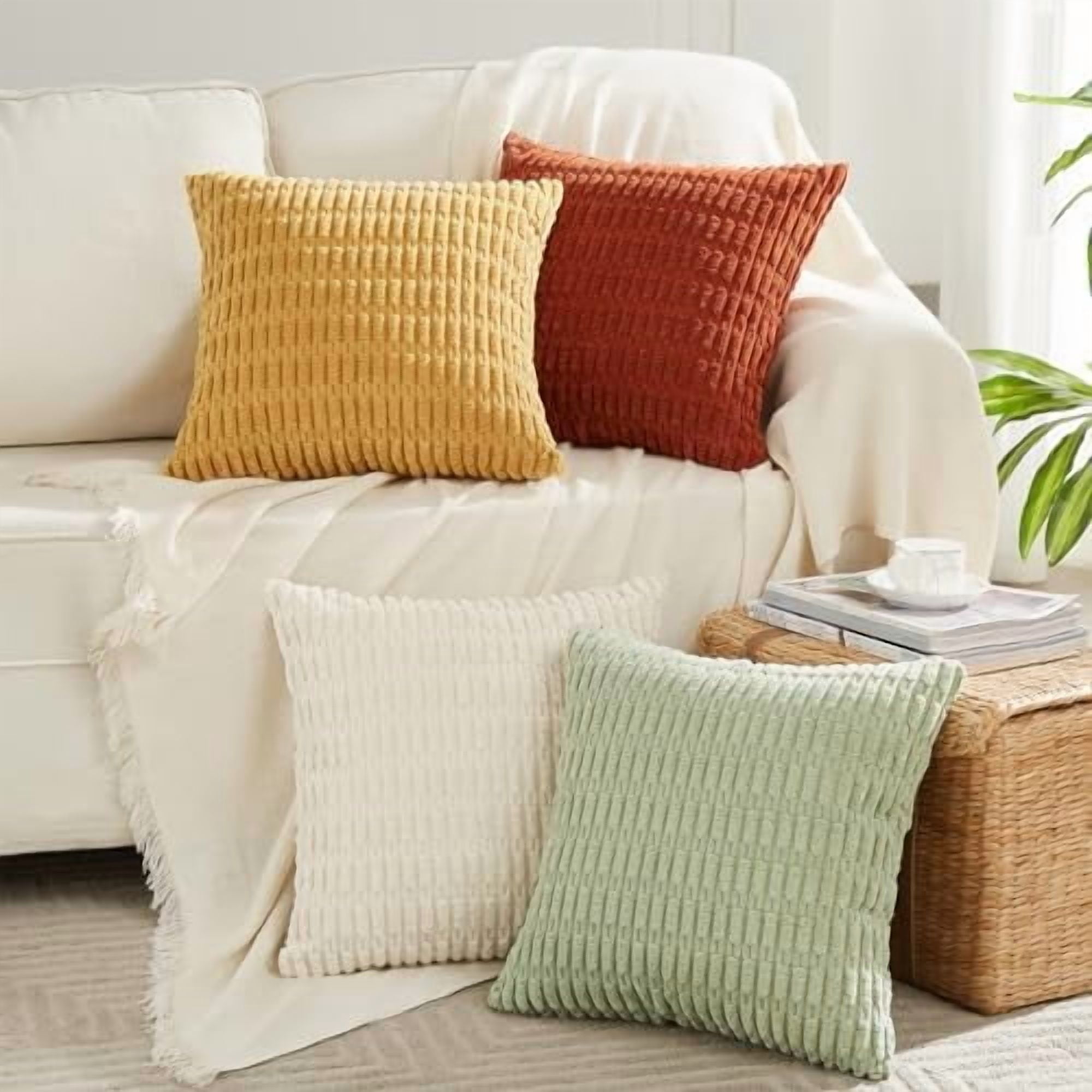 4 Packs Boho Fall Decorative Throw Pillow Covers 20x20 Inch for Living ...