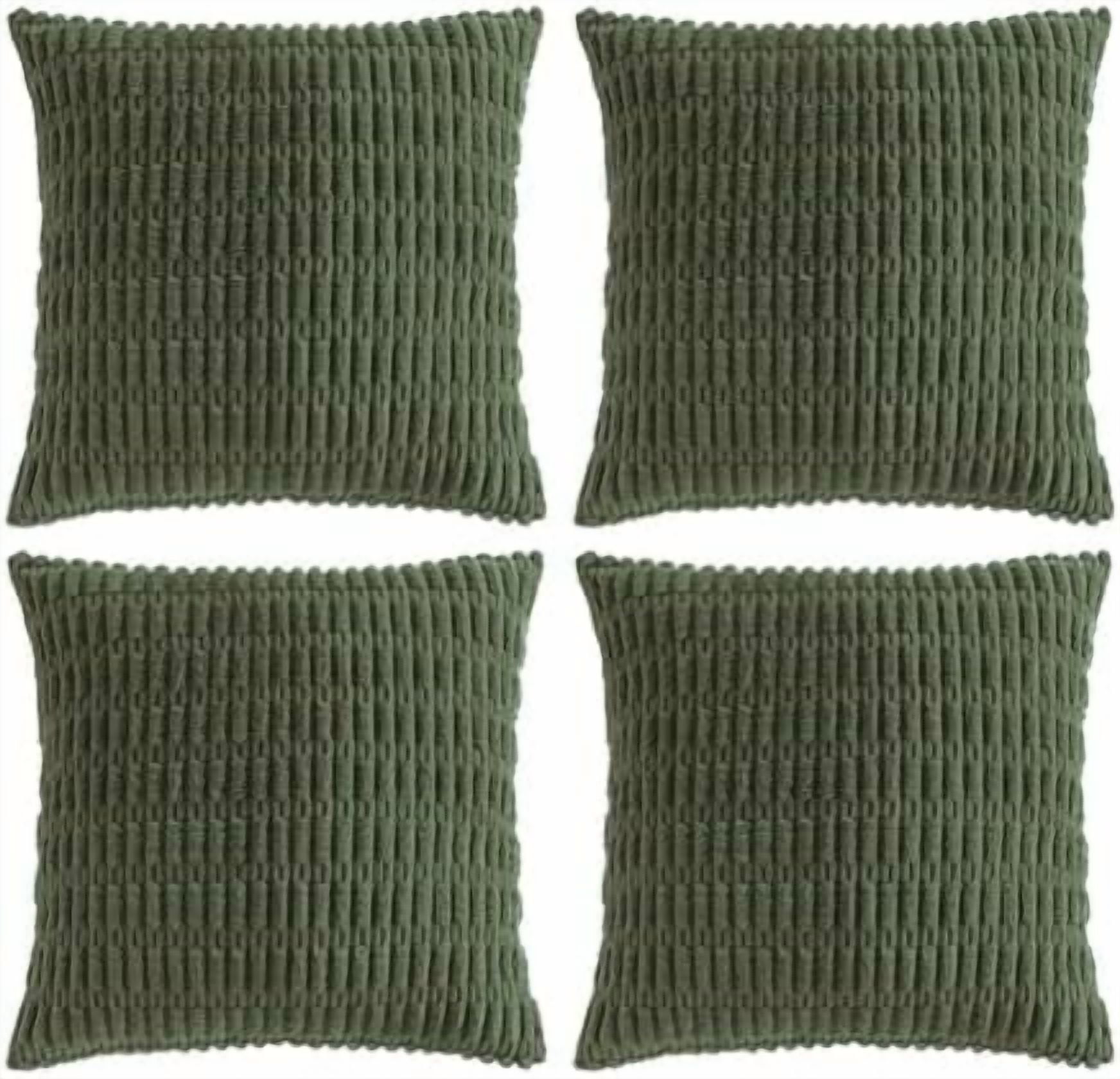4 Packs Boho Olive Green Decorative Throw Pillow Covers 14x14 Inch for ...