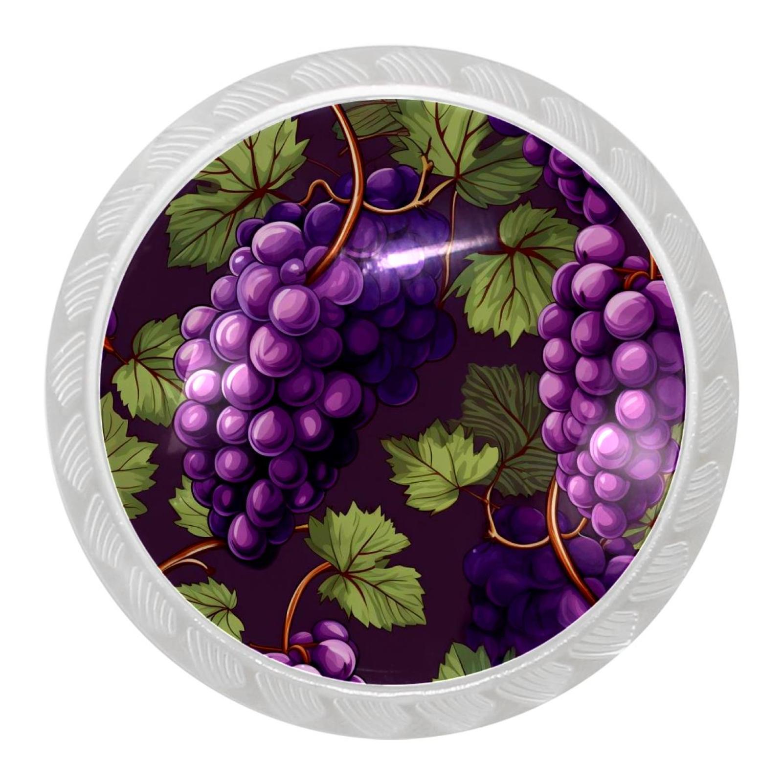 4 Packs Branches of Grapes Fruits Transparent Cabinet Knobs Drawer ...