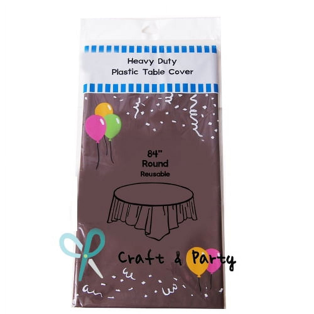 (4 Packs) Brown Premium Round Heavy-Duty Plastic Table Covers ...