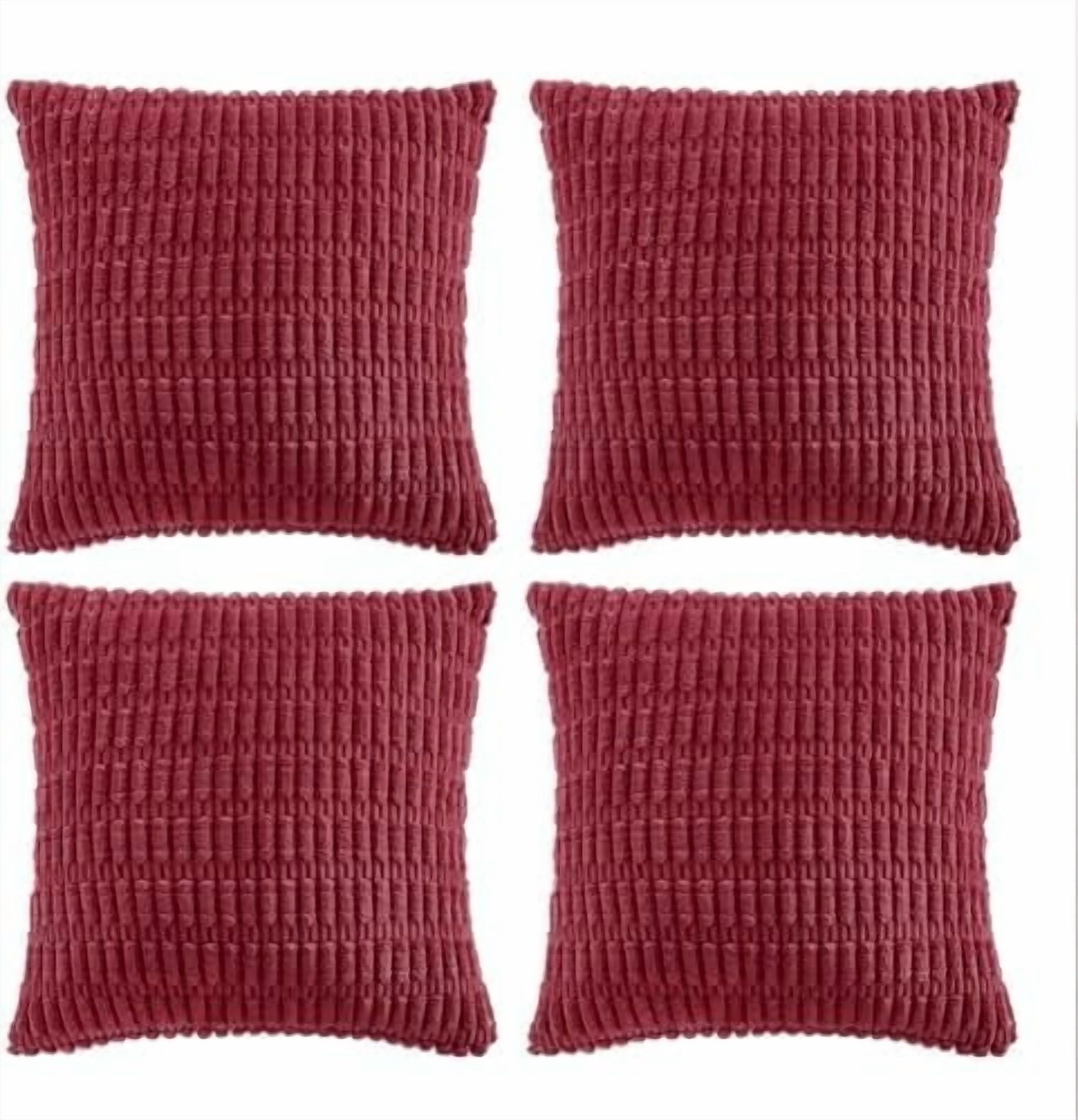 4 Packs Burgundy Decorative Throw Pillow Covers 20x20 Inch for Living ...