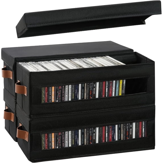4 Packs CD Storage Box with Visible Window, Stackable CD Case Holder ...