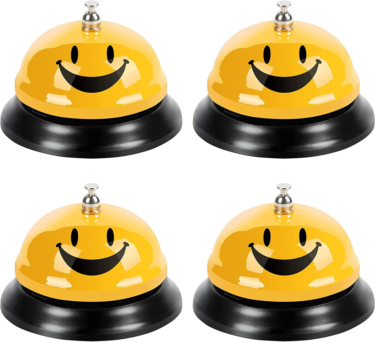 4 Packs Call Bells Service Bell for Desk, 3.35 Inch Diameter Smile Desk ...