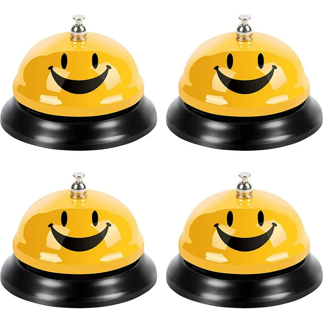 4 Packs Call Bells Service Bell for Desk, 3.35 Inch Diameter Smile Desk ...