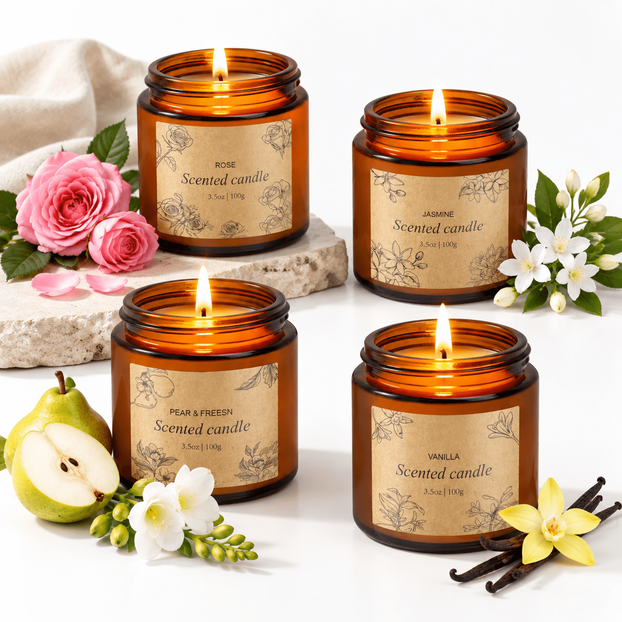 4 Packs Candles For Home Scented Gifts Women Soy Wax Jar Candle Long ...