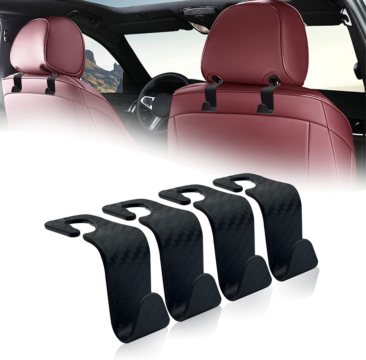 4 Packs Car Back Seat Headrest Hanger, Universal Vehicle Storage ...
