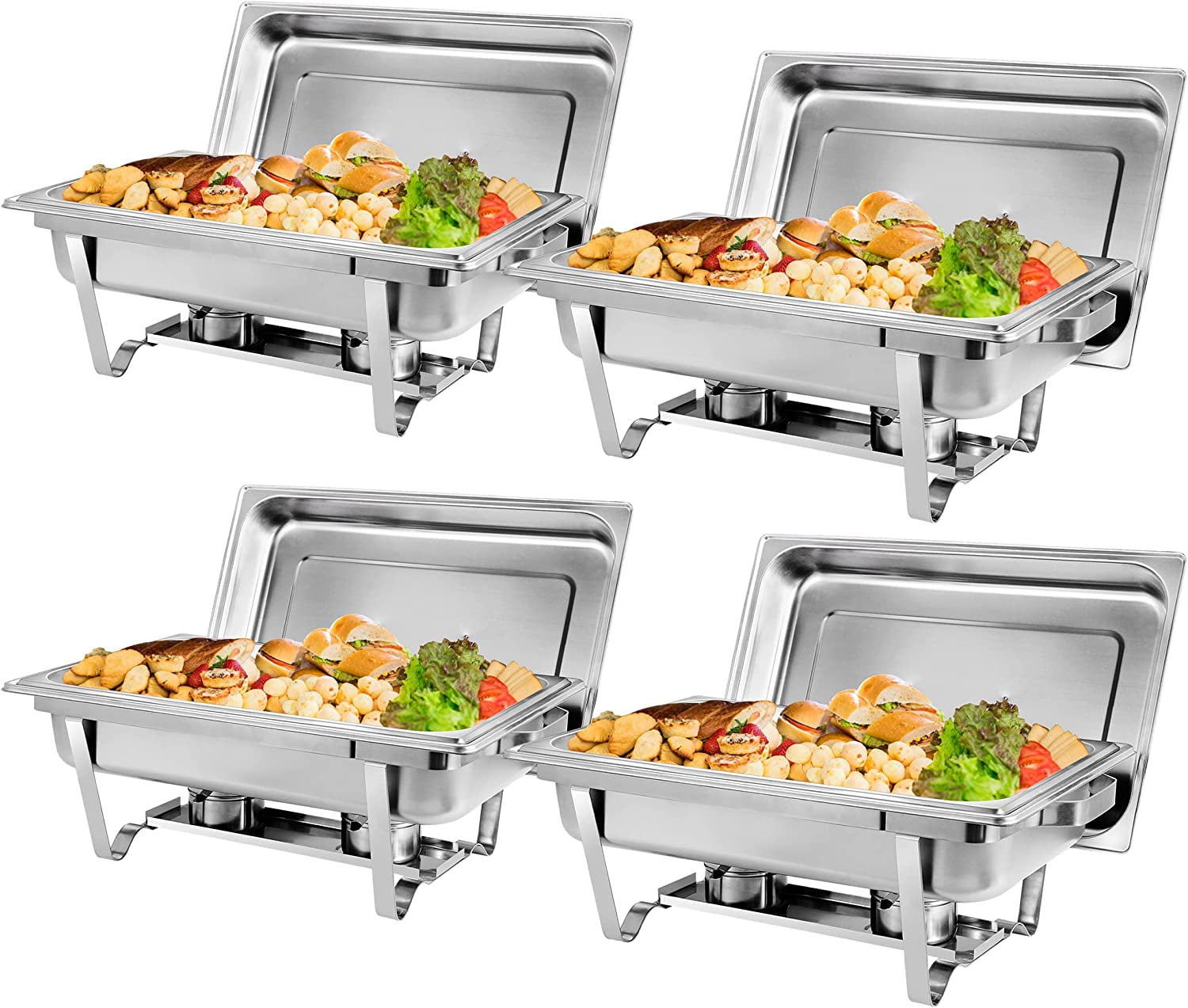 4 Packs Chafing Dish Buffet Set, 8 Quart Stainless Steel Buffet Servers ...