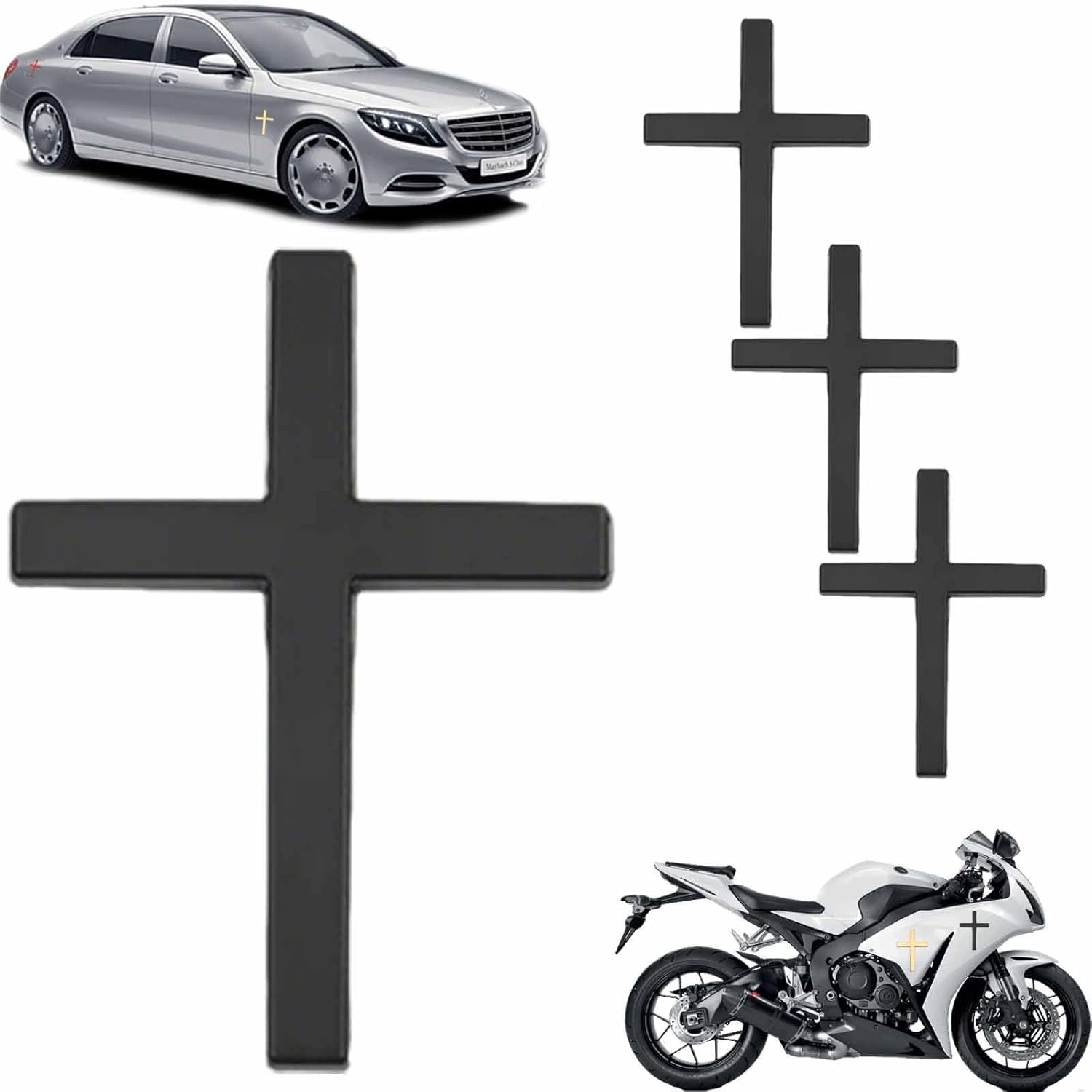 4 Packs Christian Cross Stickers for Cars, Metal Jesus Christ Cross ...