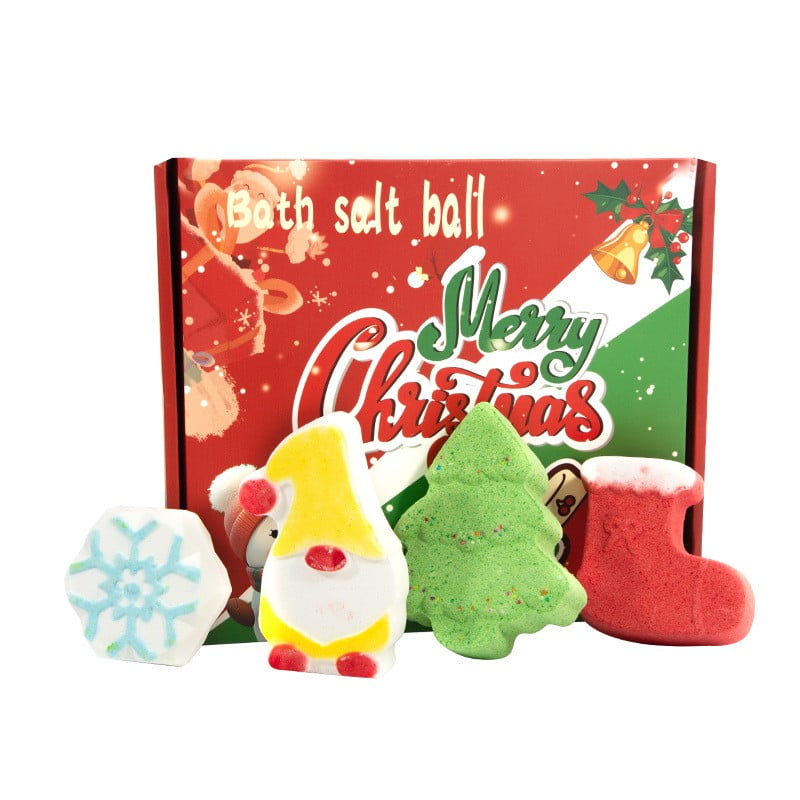 4 Packs Christmas Bath Bombs Organic Bath Bombs for Women, Shower Bombs ...