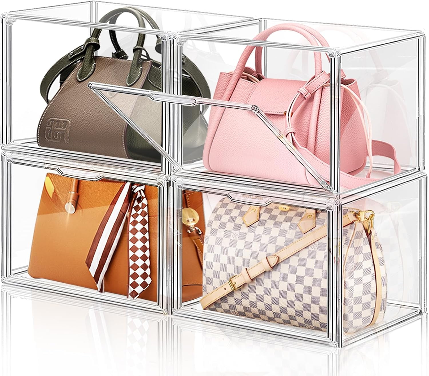 4 Packs Clear Plastic Handbag Storage Organizer for Closet, Large ...