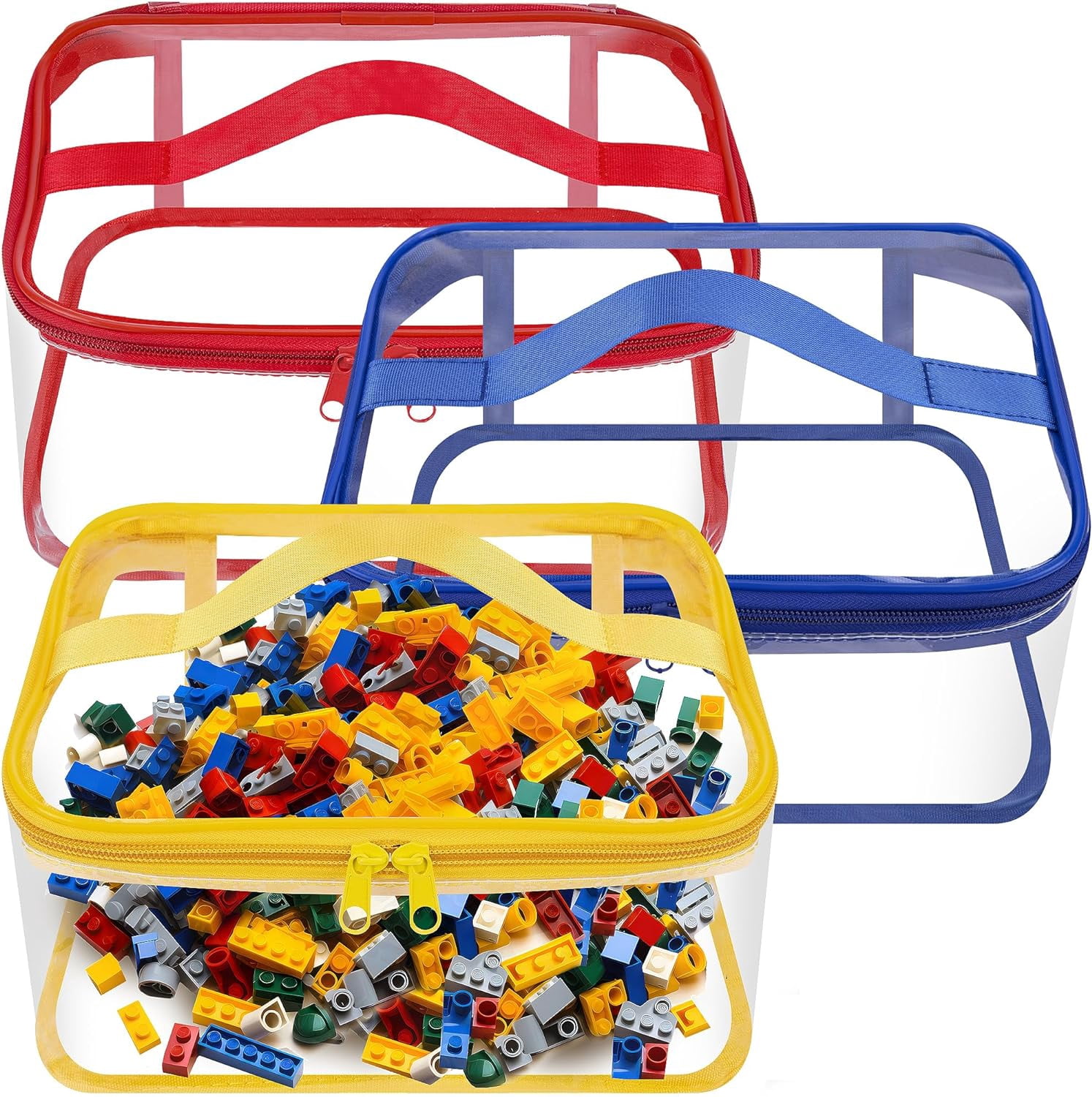 4 Packs Clear Toy Storage Bags- 9.4 x 6.7 x 4.3 Inch Transparent PVC ...