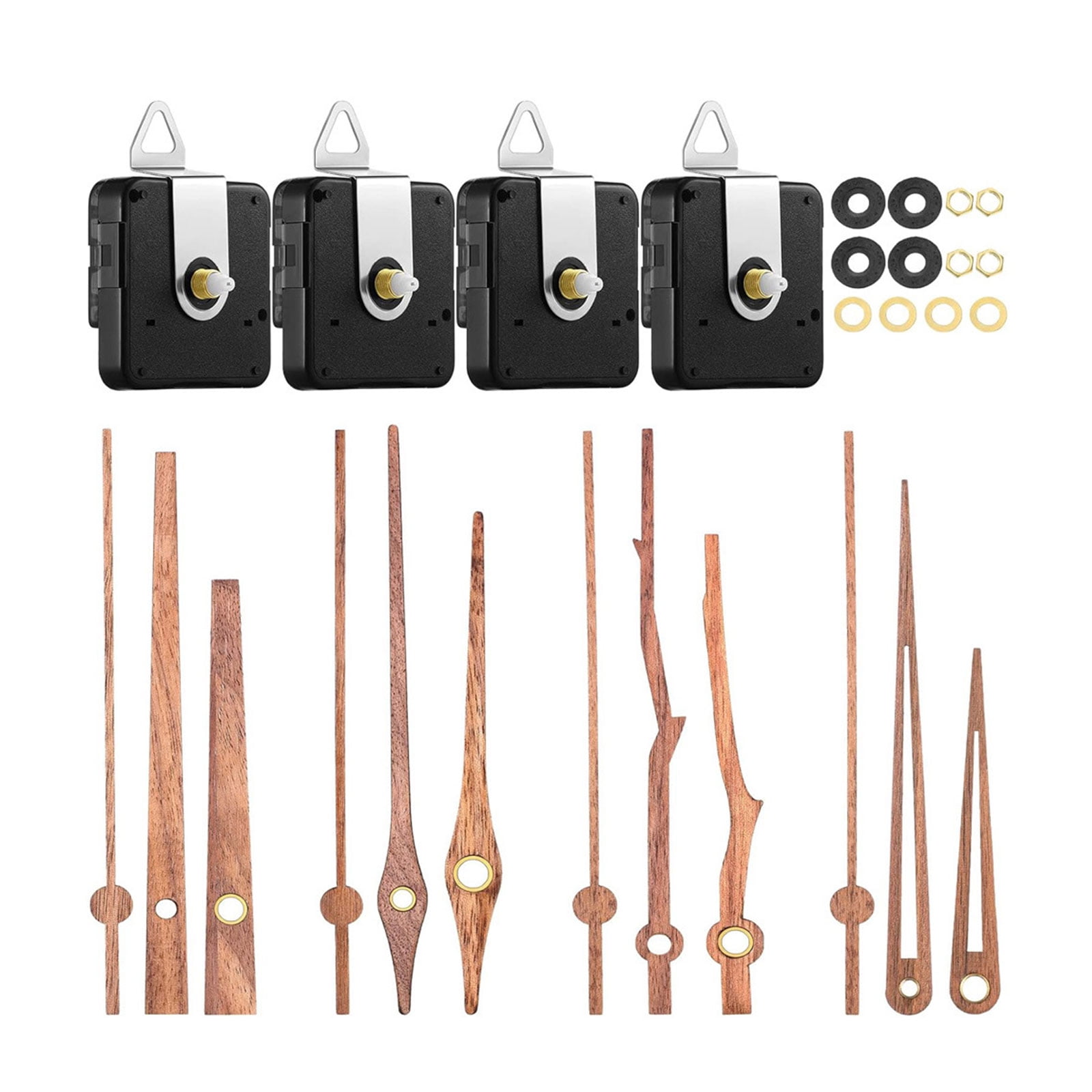4 Packs Clock Mechanism Replacement Set with Wood Hands Quiet Battery ...