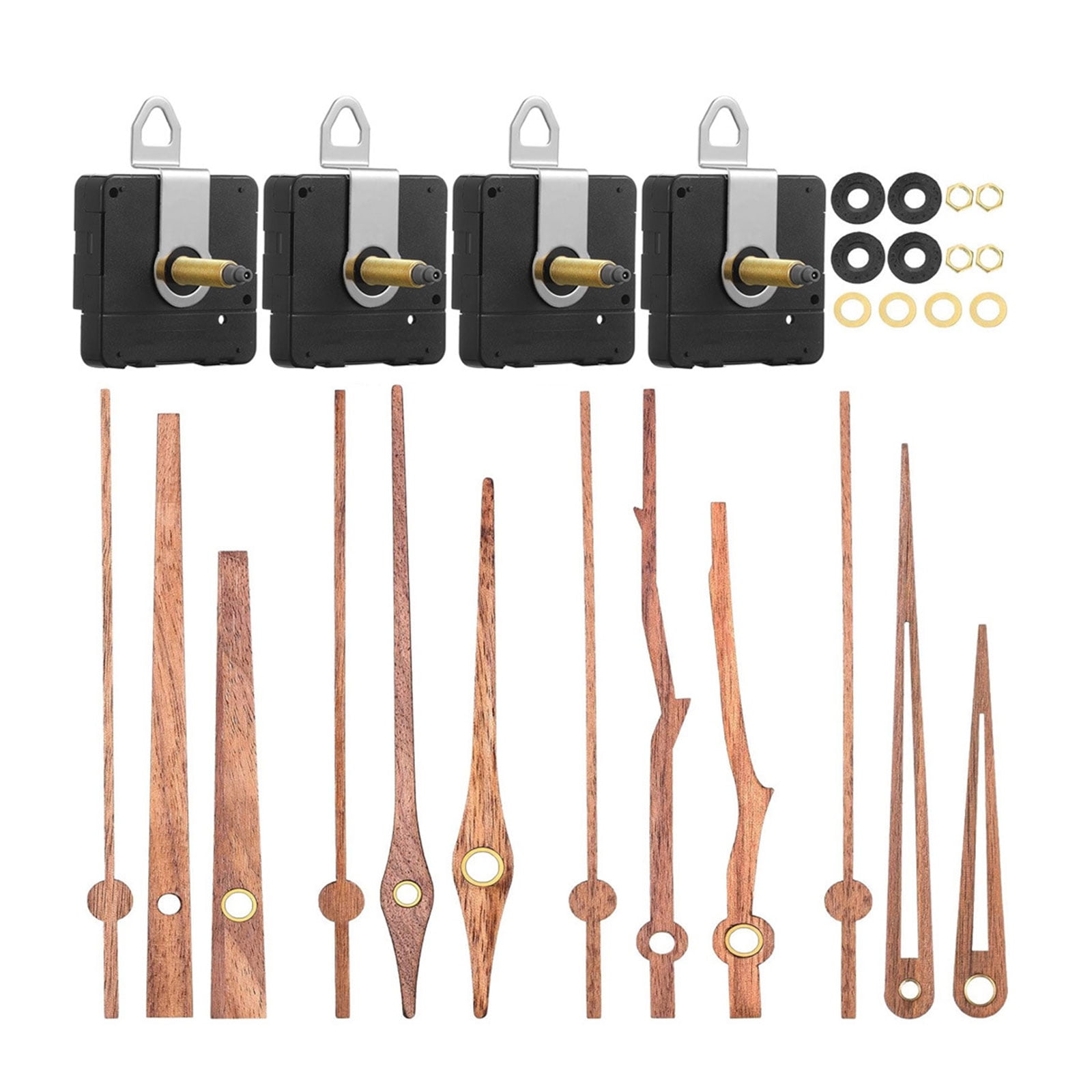 4 Packs Clock Mechanism Replacement Set with Wood Hands Quiet Battery ...