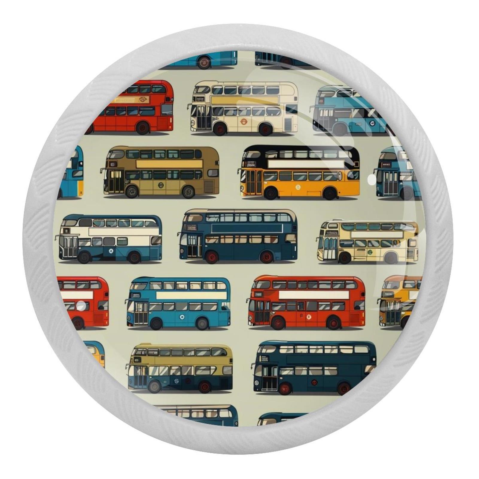 4 Packs Colorful Double Decker Bus Crystal Glass Cabinet Knobs Drawer ...