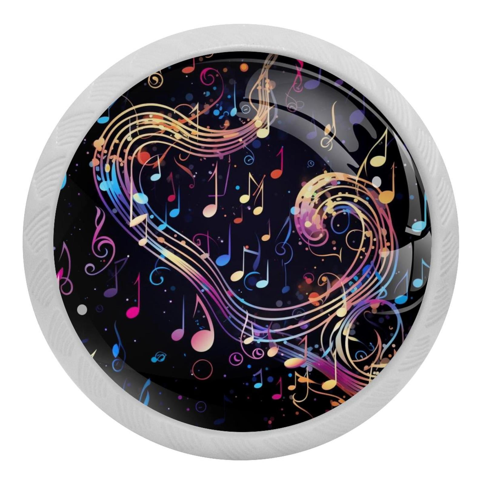 4 Packs Colorful Music Notes Fluorescence Crystal Glass Cabinet Knobs ...