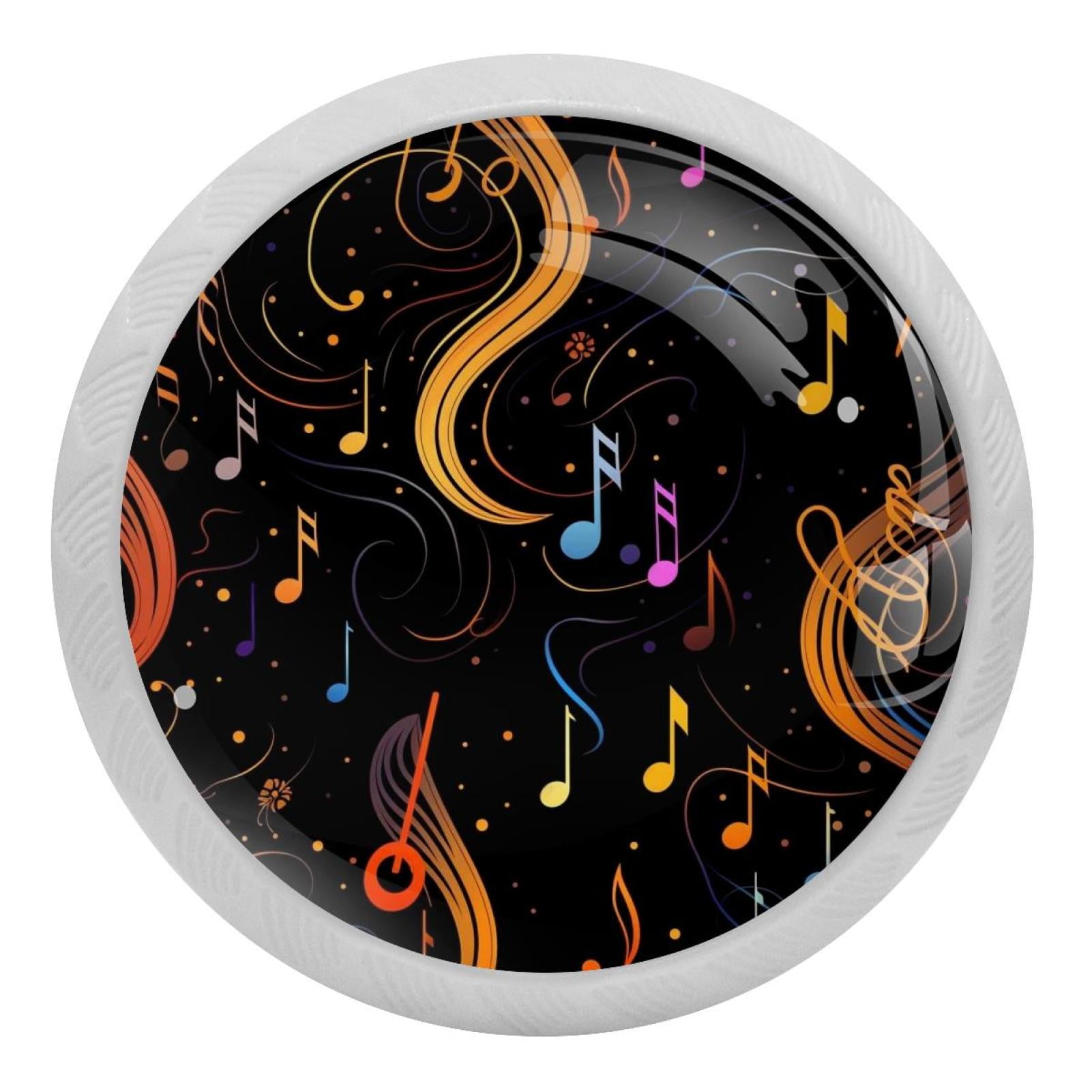 4 Packs Colorful Music Notes Fluorescence Crystal Glass Cabinet Knobs ...