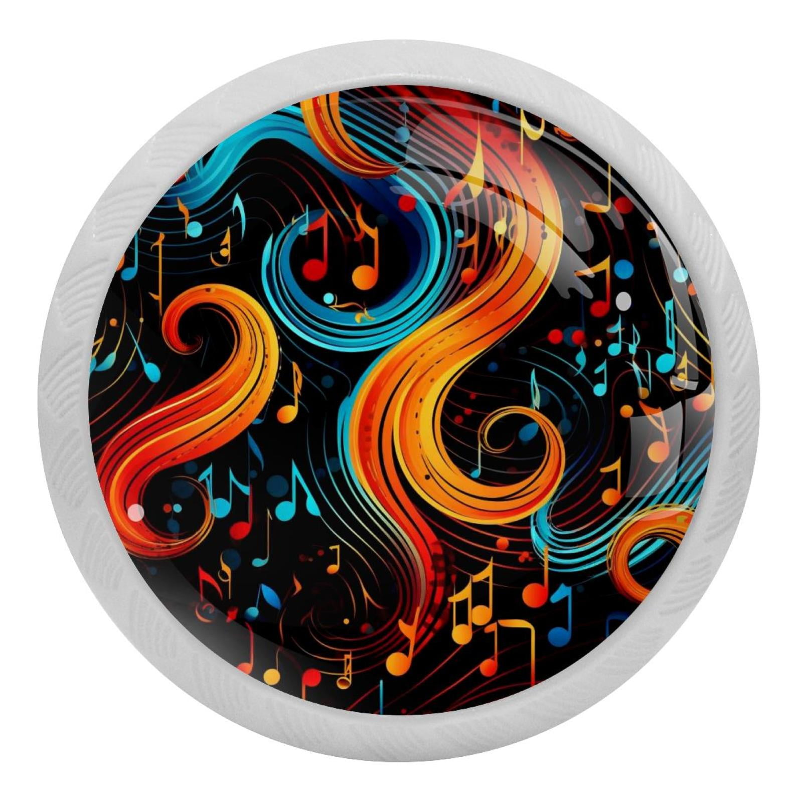 4 Packs Colorful Music Notes Fluorescence Crystal Glass Cabinet Knobs ...
