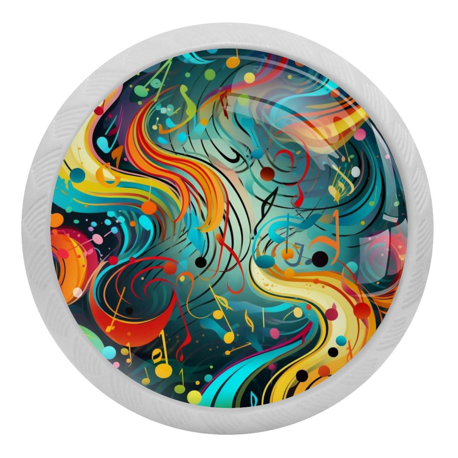 4 Packs Colorful Music Notes Fluorescence Crystal Glass Cabinet Knobs ...