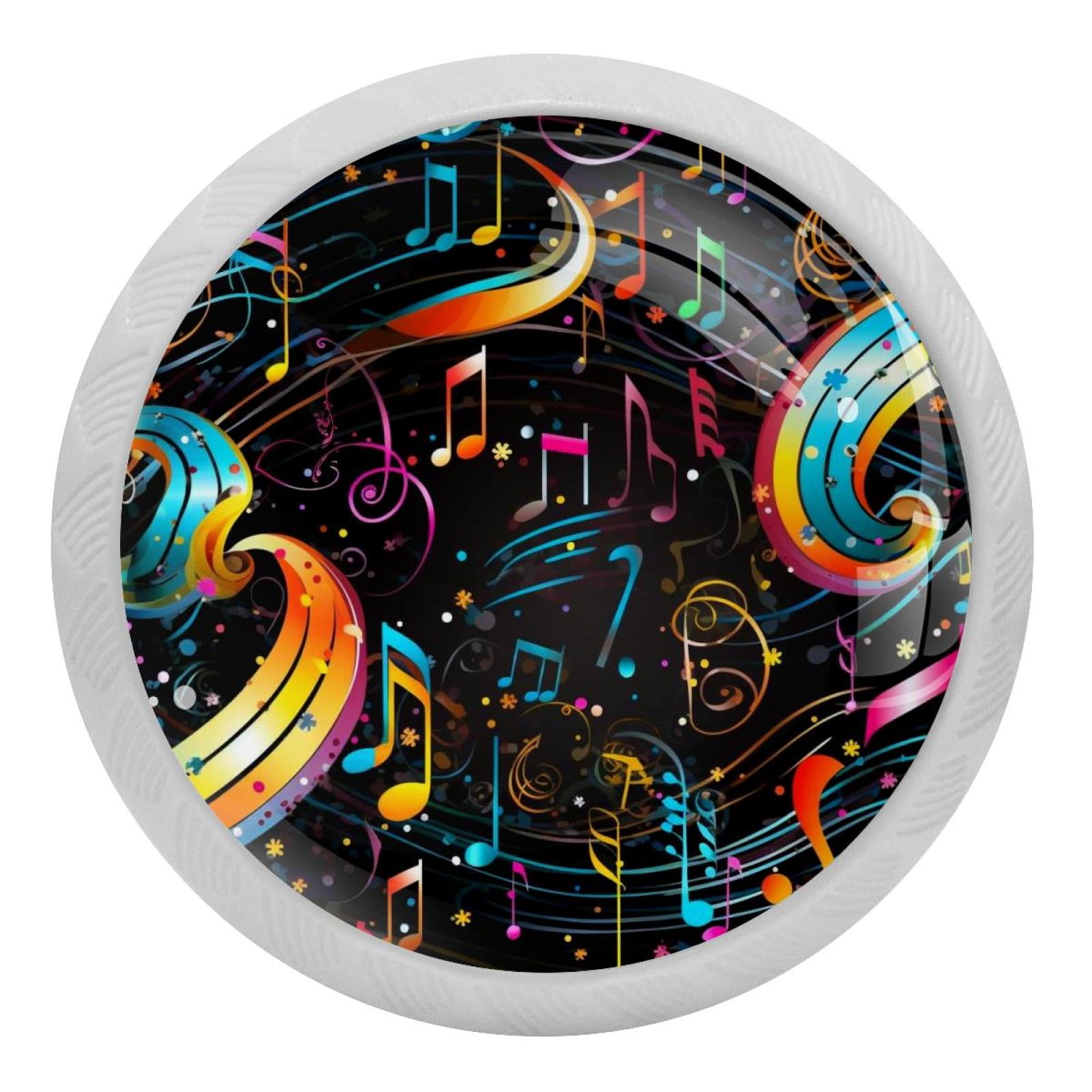4 Packs Colorful Music Notes Fluorescence Crystal Glass Cabinet Knobs ...