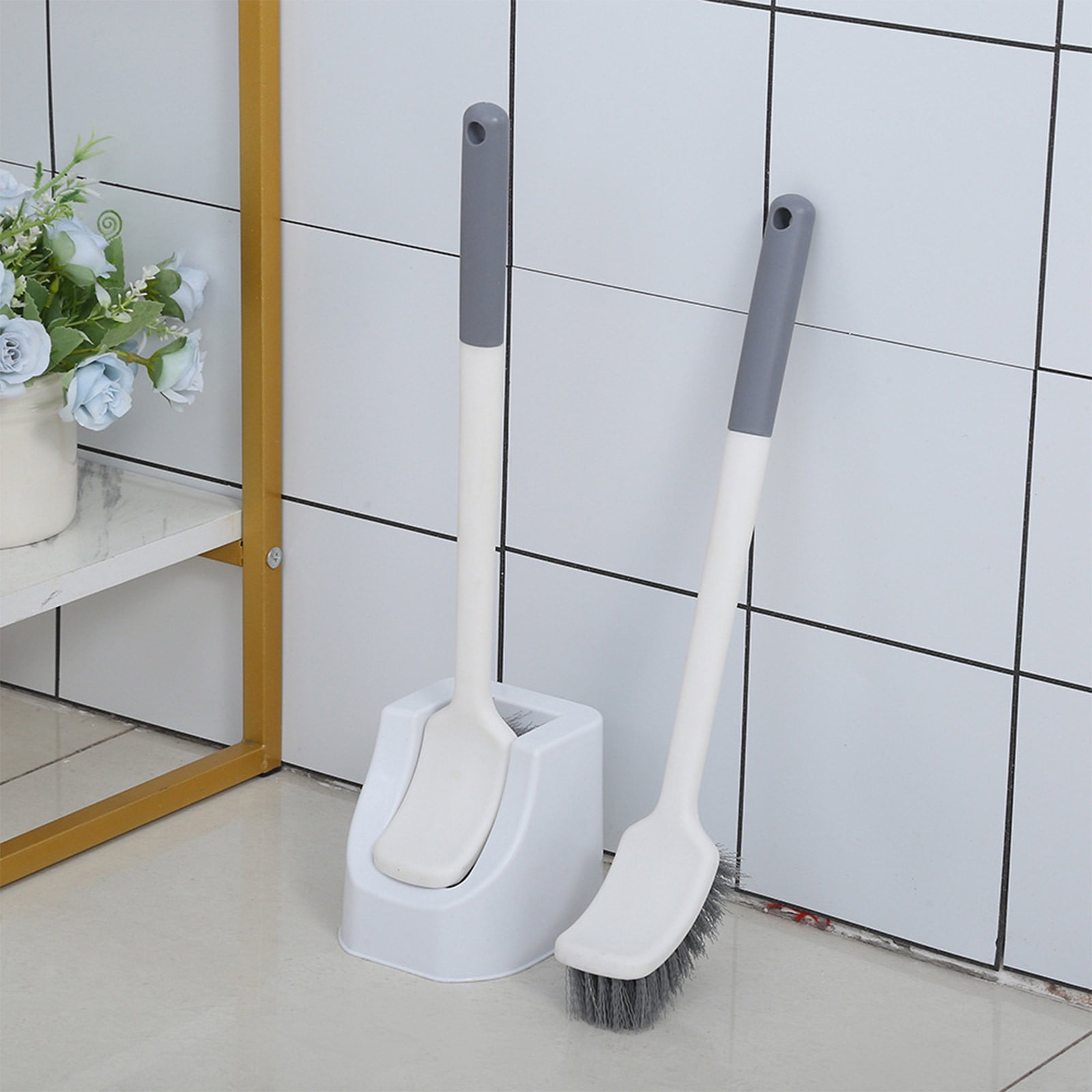 4 Packs Compact Toilet Brush Set with Holder - Ergonomic Handle ...