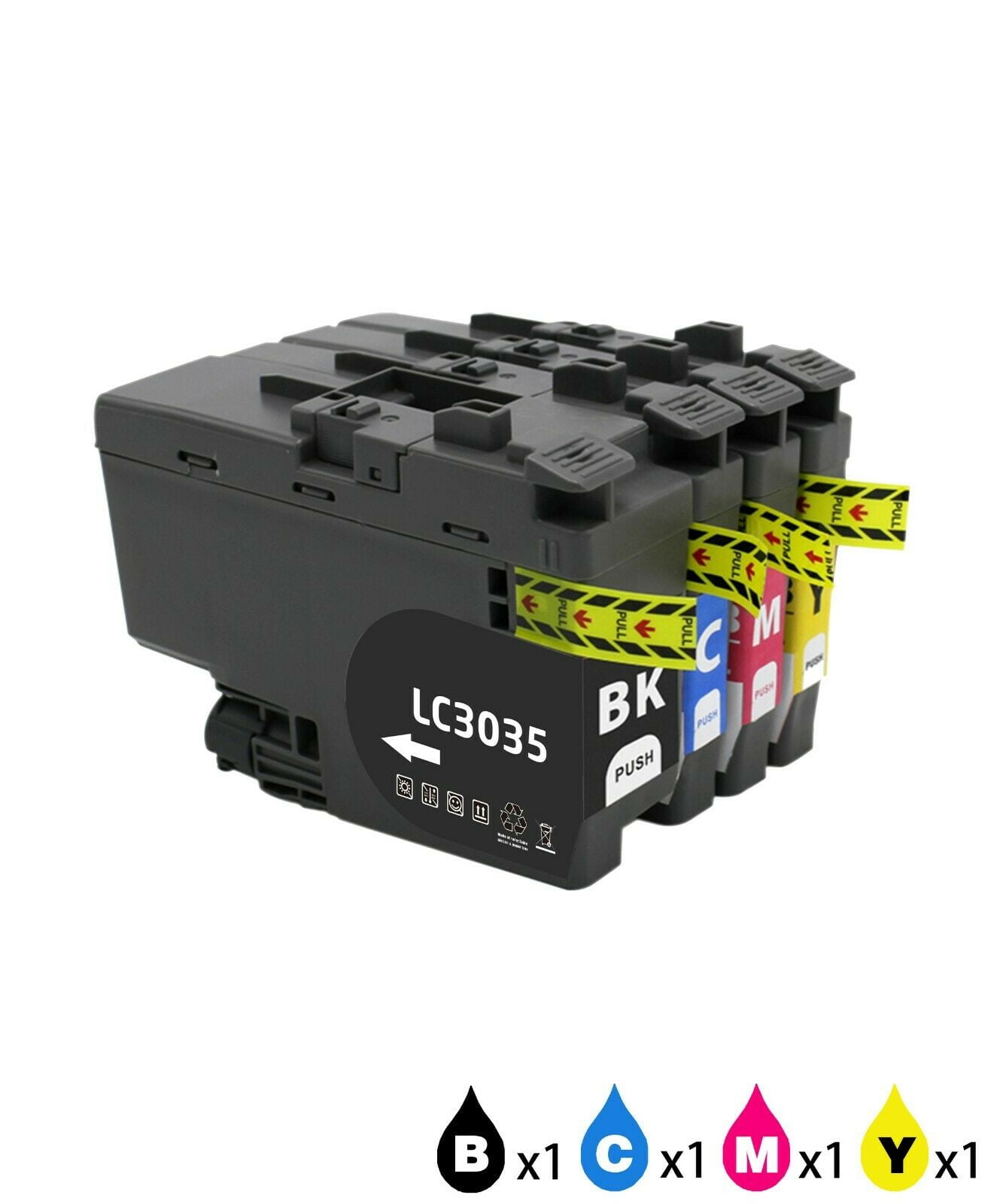 4 Packs Compatible Brother LC3035 High Yield Ink Black, Cyan, Magenta ...