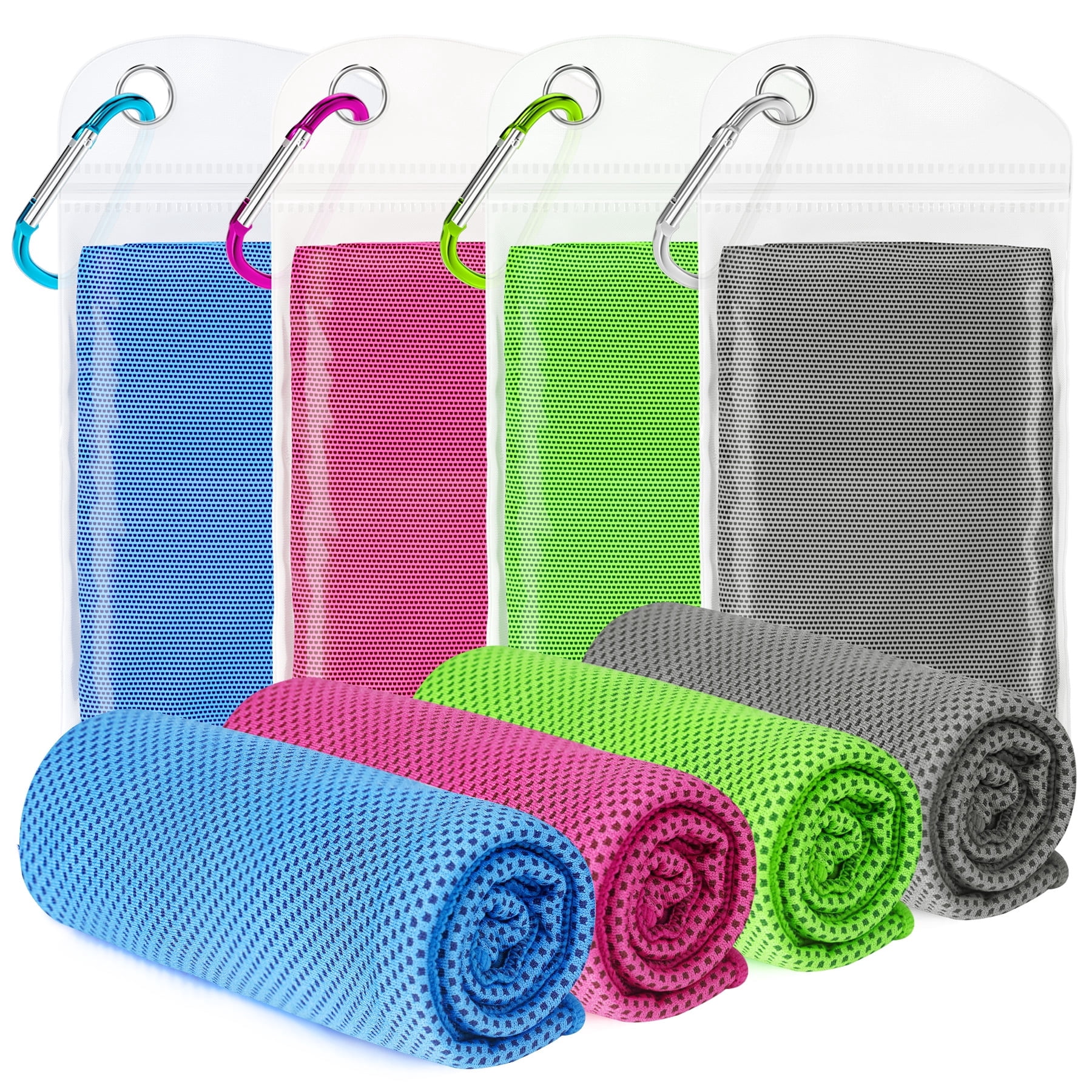 4 Packs Cooling Towel (40"x12"), Soft Breathable, for Yoga, Sport ...