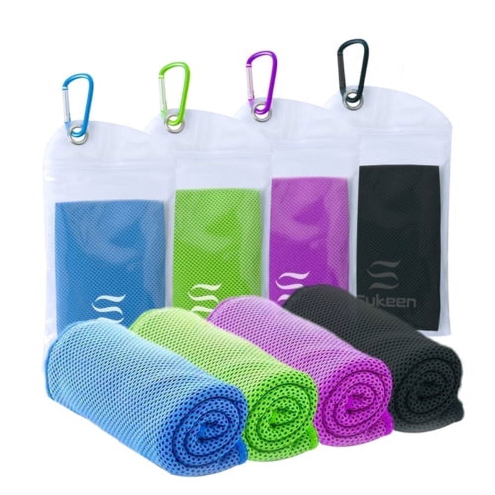 4-Pack Cooling Towels (40"x12"), Breathable Microfiber for Yoga, Sports ...