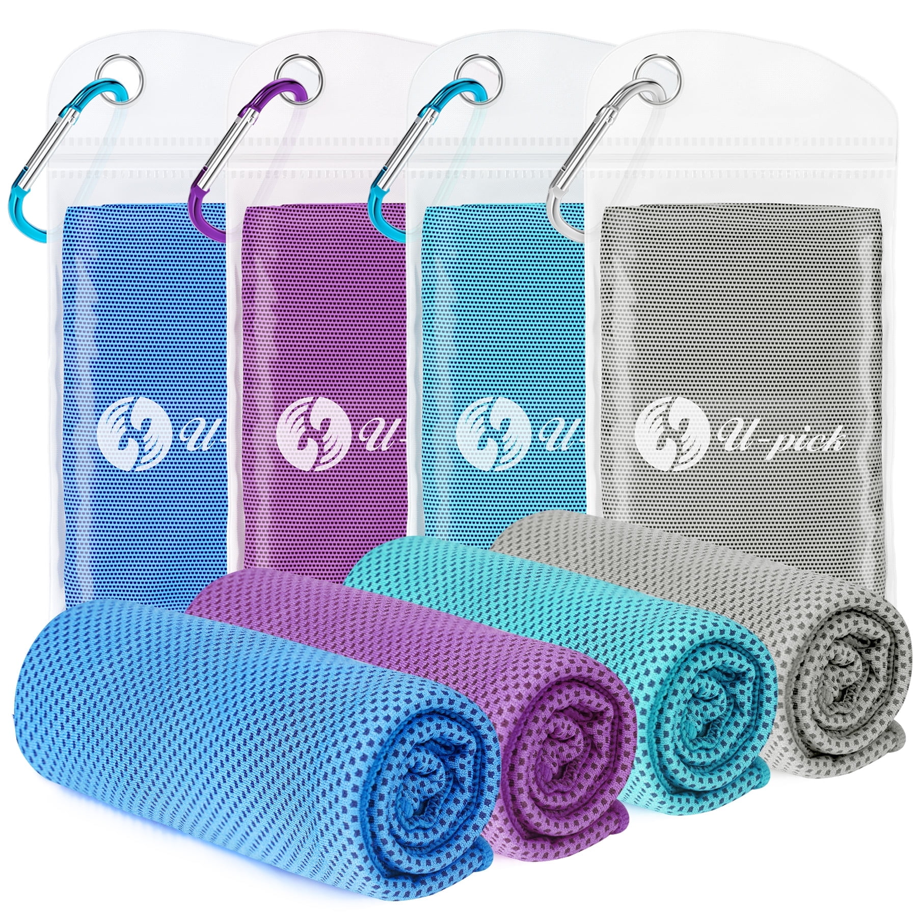 4 Packs Cooling Towel, Sport Towel for Neck, Soft Breathable Cold Towel ...