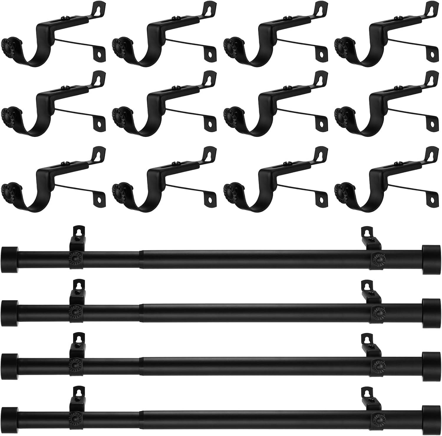 4 Packs Curtain Rods for Windows 32-84 Inch Adjustable Curtain Rod Set ...