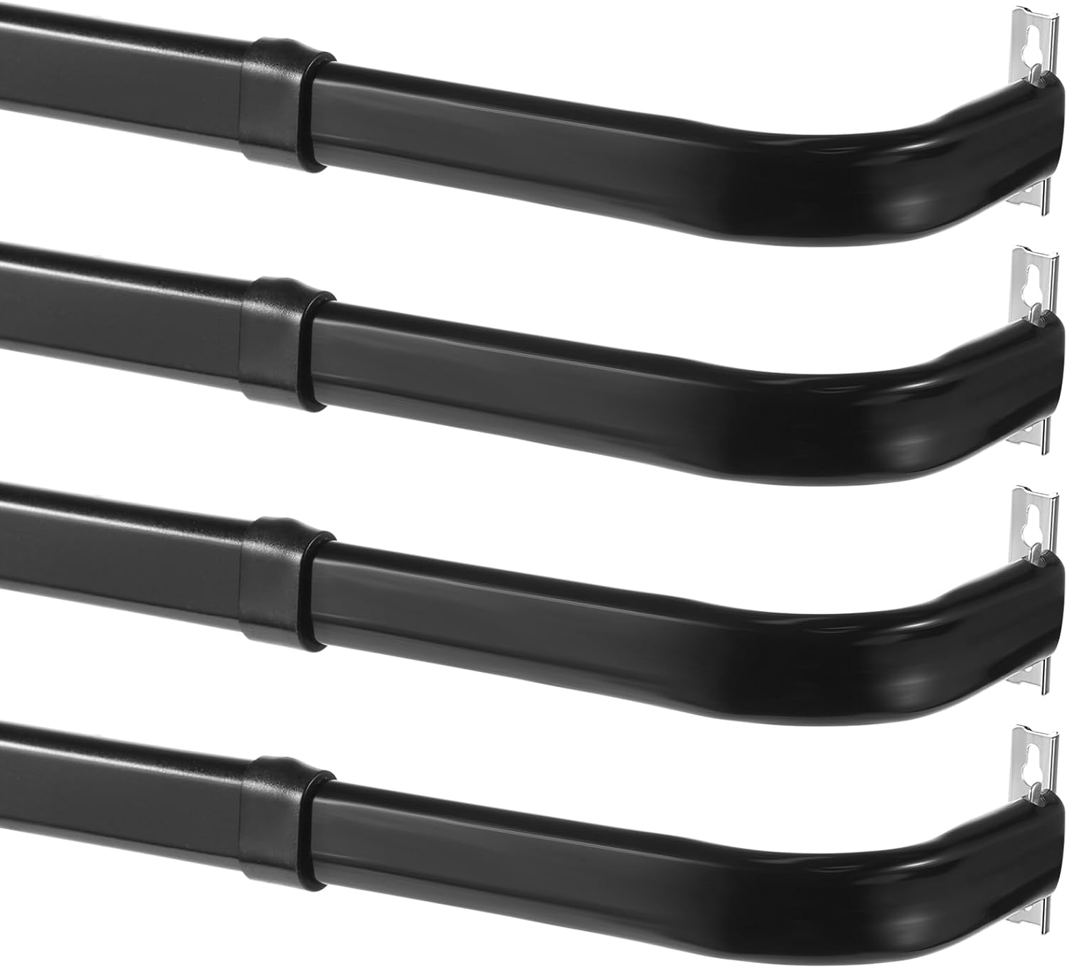 4 Packs Curtain Single Rods for Windows Adjustable Tension Rod for Door ...