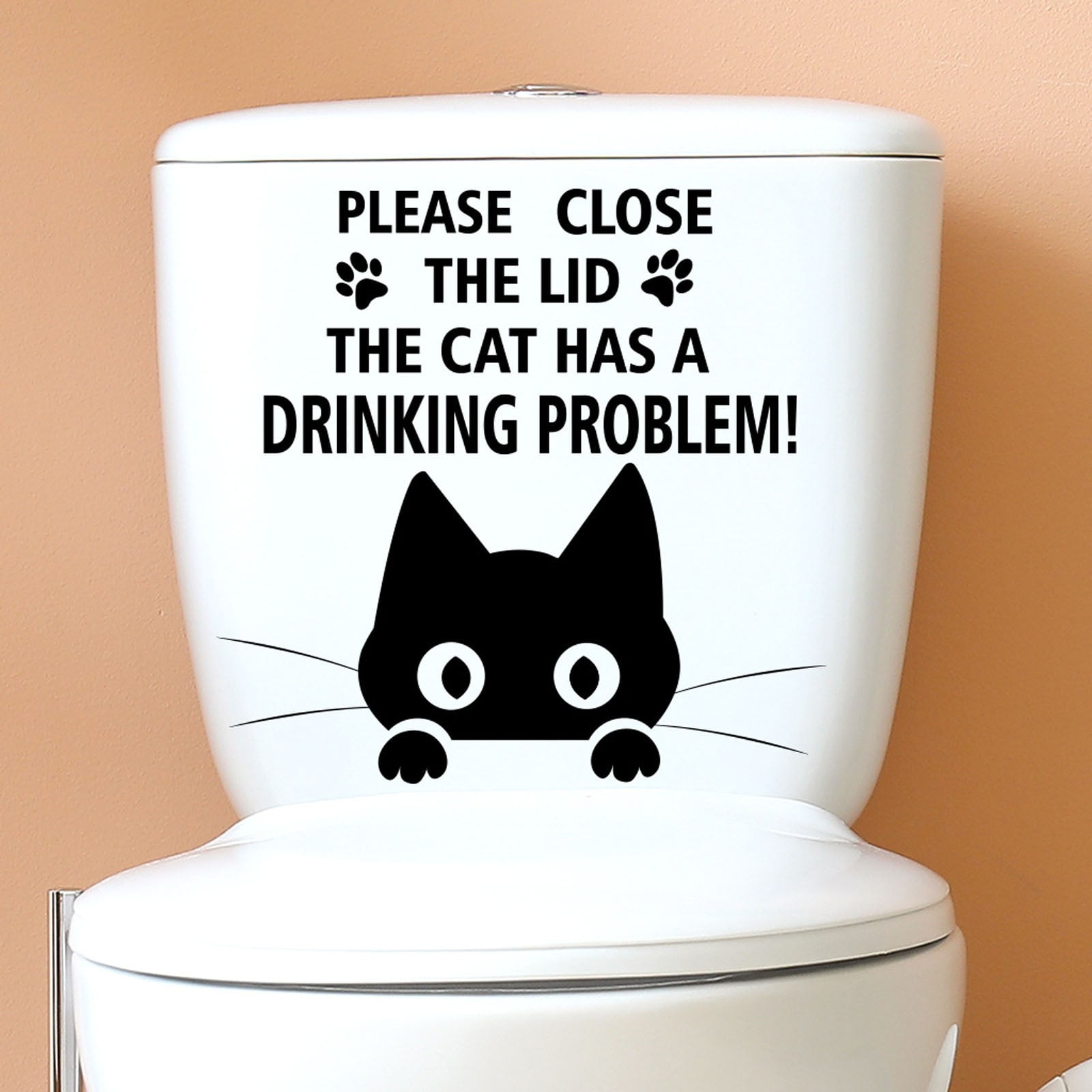 4 Packs Cute Cat Toilet Stickers Waterproof Bathroom Decals ...