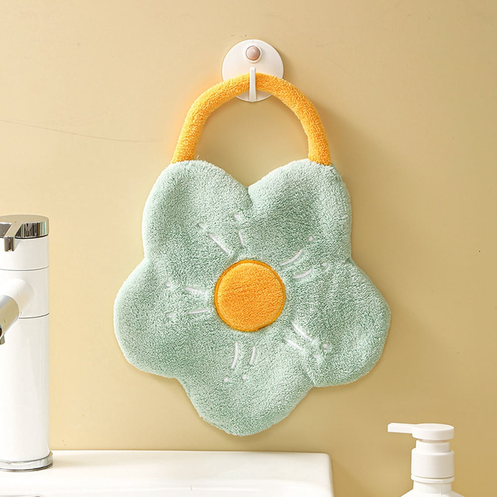 4 Packs Cute Flower Hand Towels with Hanging Loop - Colourful Bathroom ...