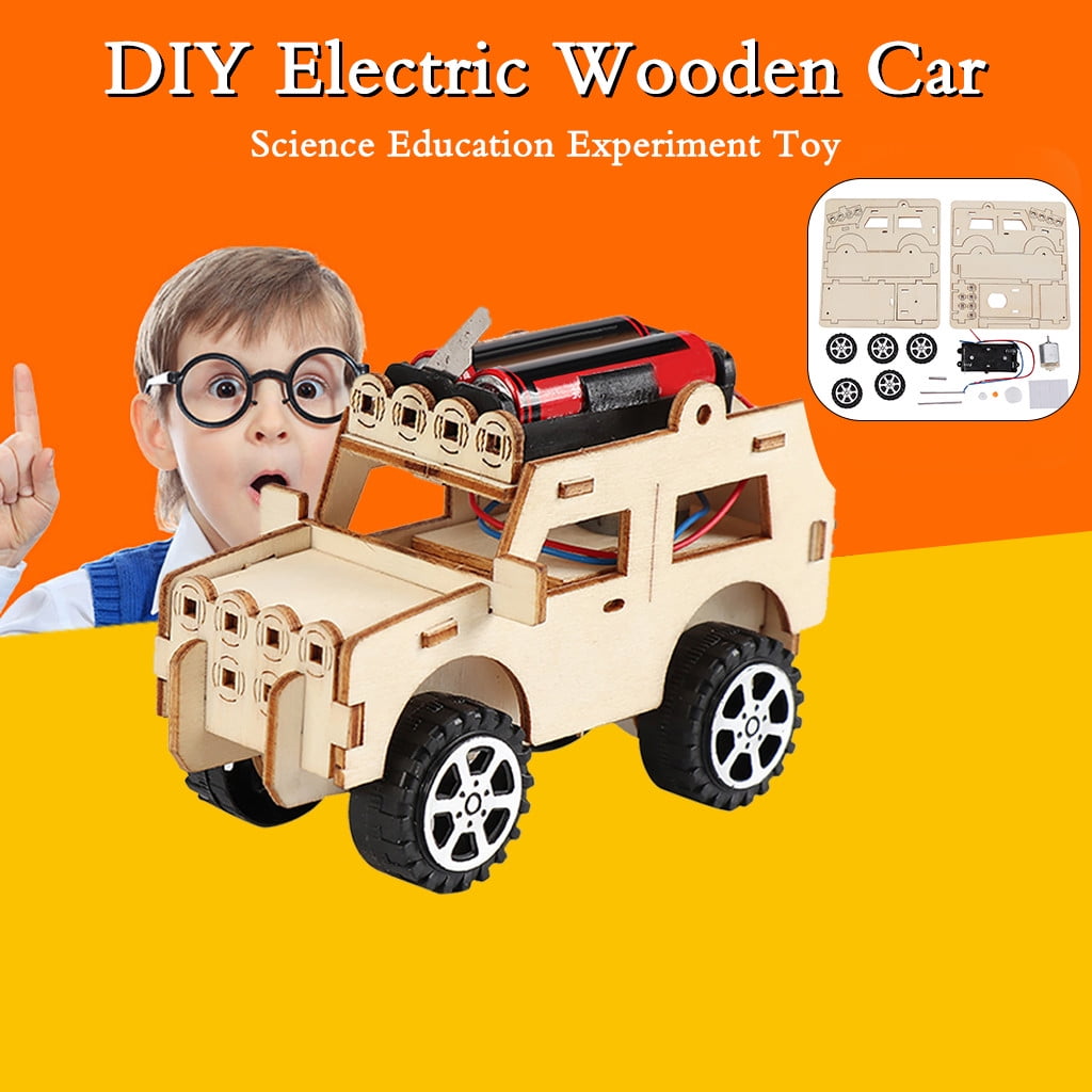 4 Packs DIY Wooden Jeep Toy Car Kit for Kids - Creative STEM Electric ...
