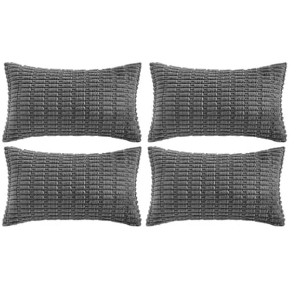 4 Packs Dark Grey Decorative Throw Pillow Covers 12x20 Inch for Couch ...