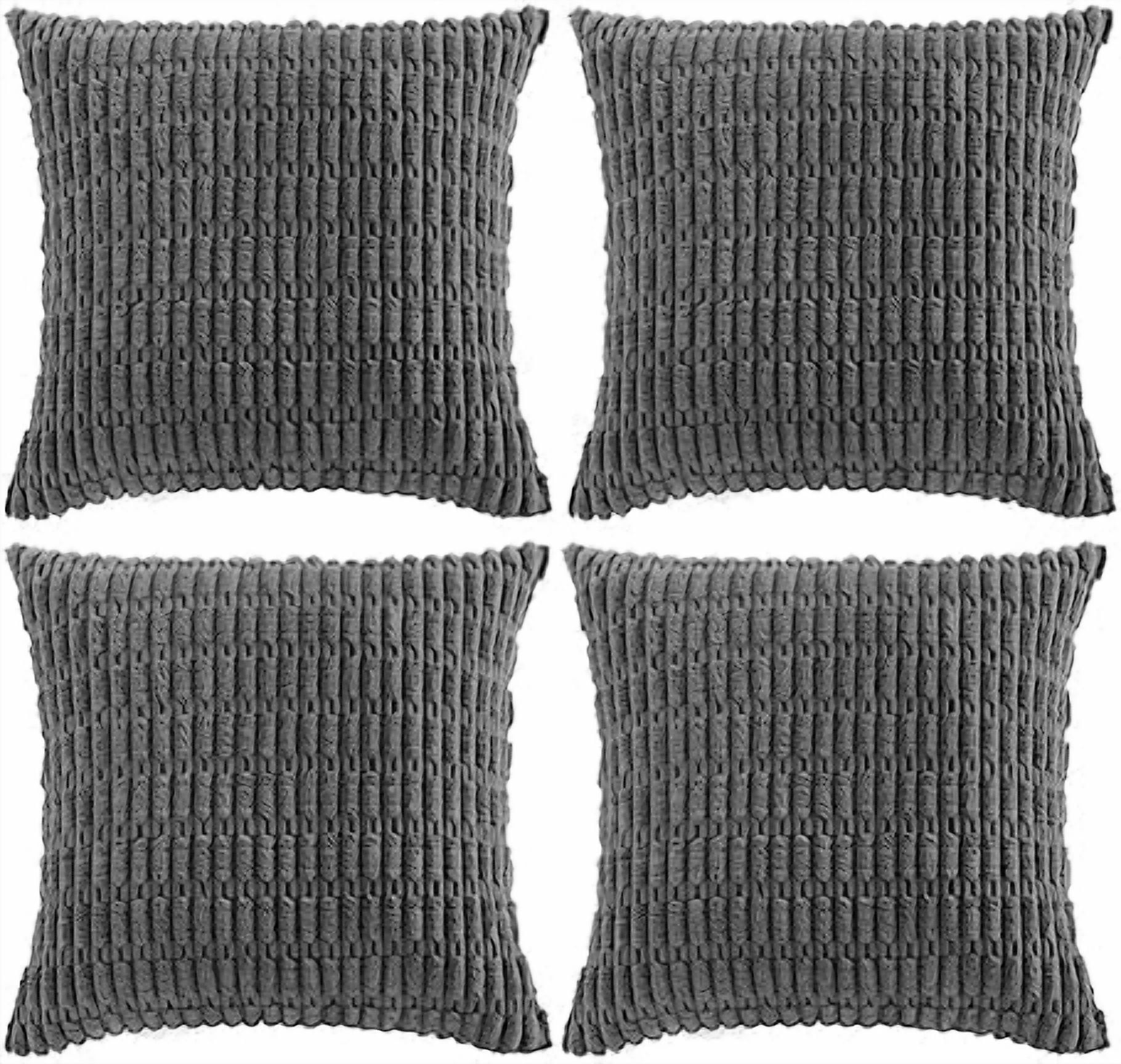 4 Packs Dark Grey Decorative Throw Pillow Covers 24x24 Inch for Couch ...