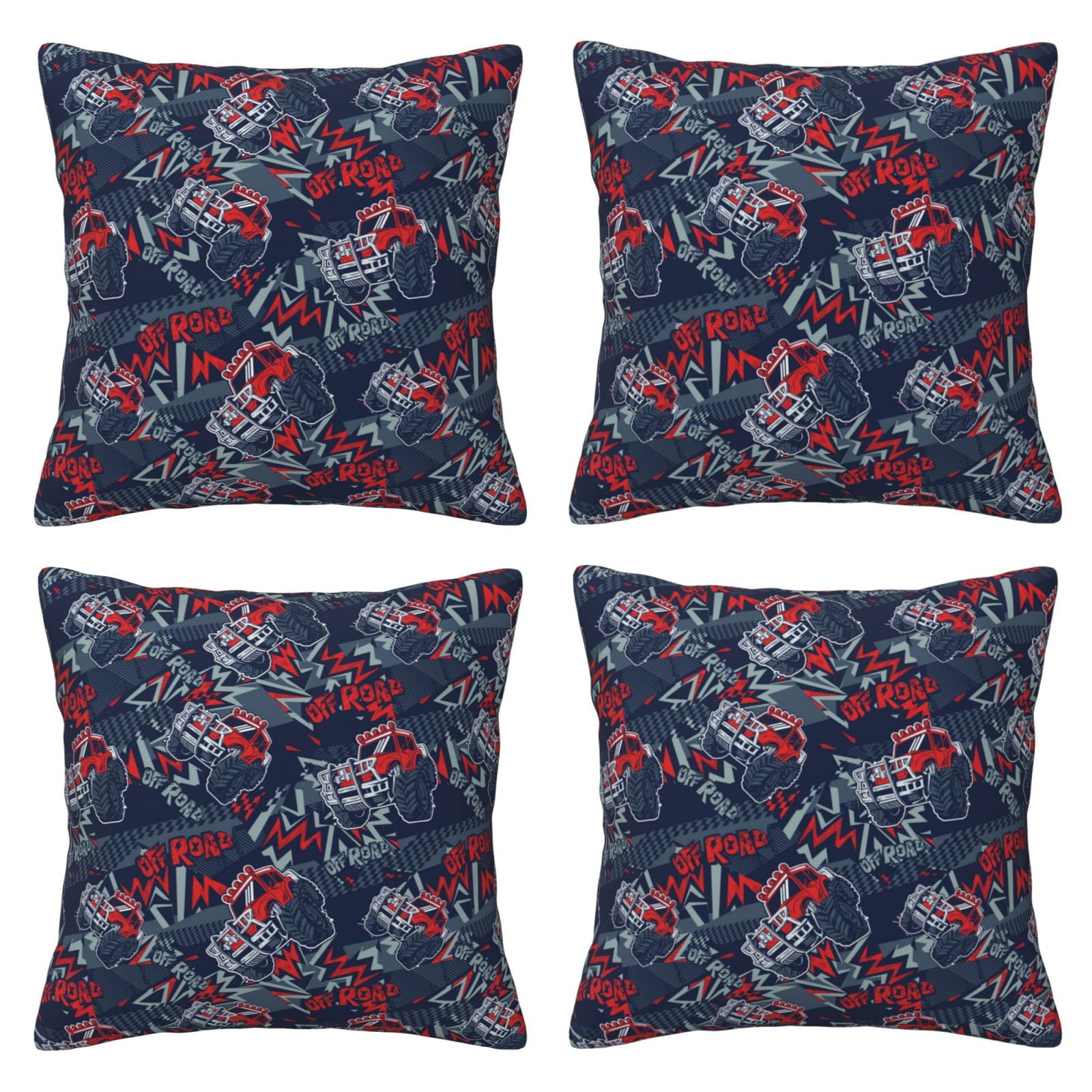 4 Packs Decorative Throw Pillow Covers, cool red off-road vehicle ...