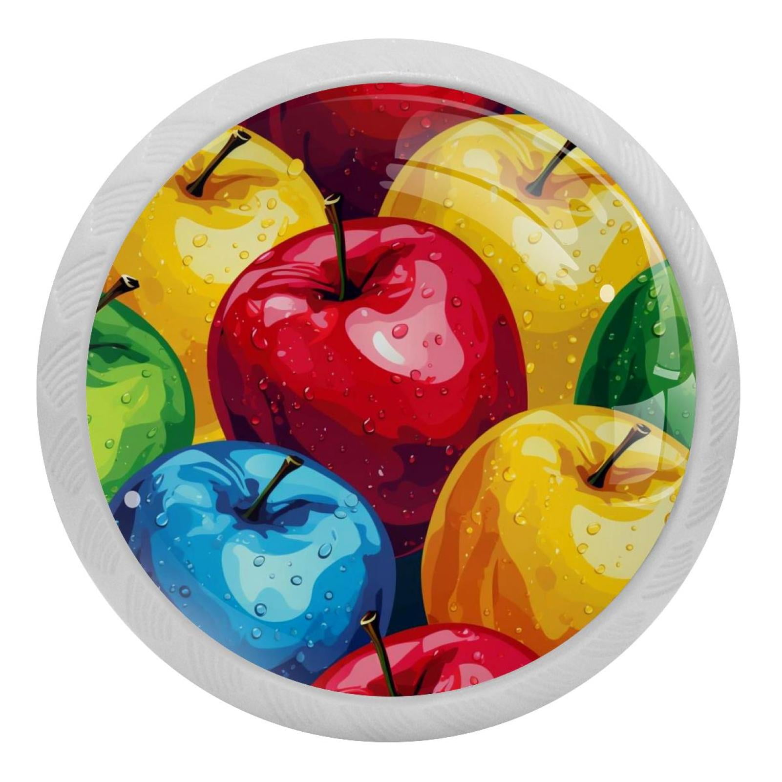 4 Packs Delicious Apples Fruit Fluorescence Crystal Glass Cabinet Knobs ...